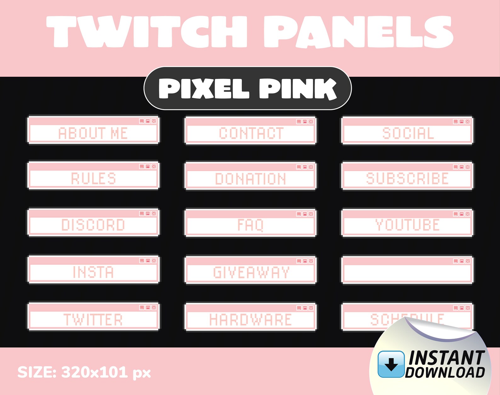 Twitch Panels - Pixel Pink - Etsy
