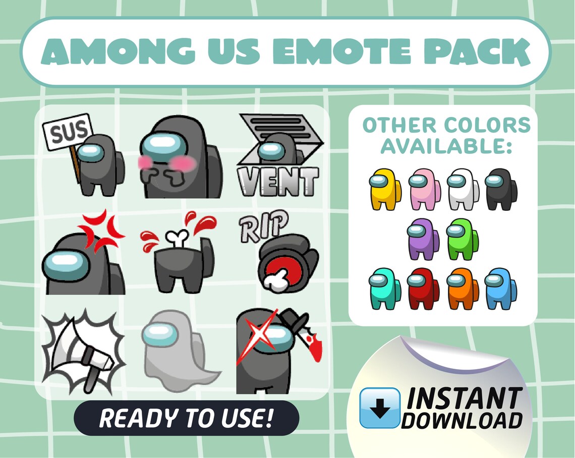 Twitch / Discord Emote Pack - Among Us - Black - Etsy