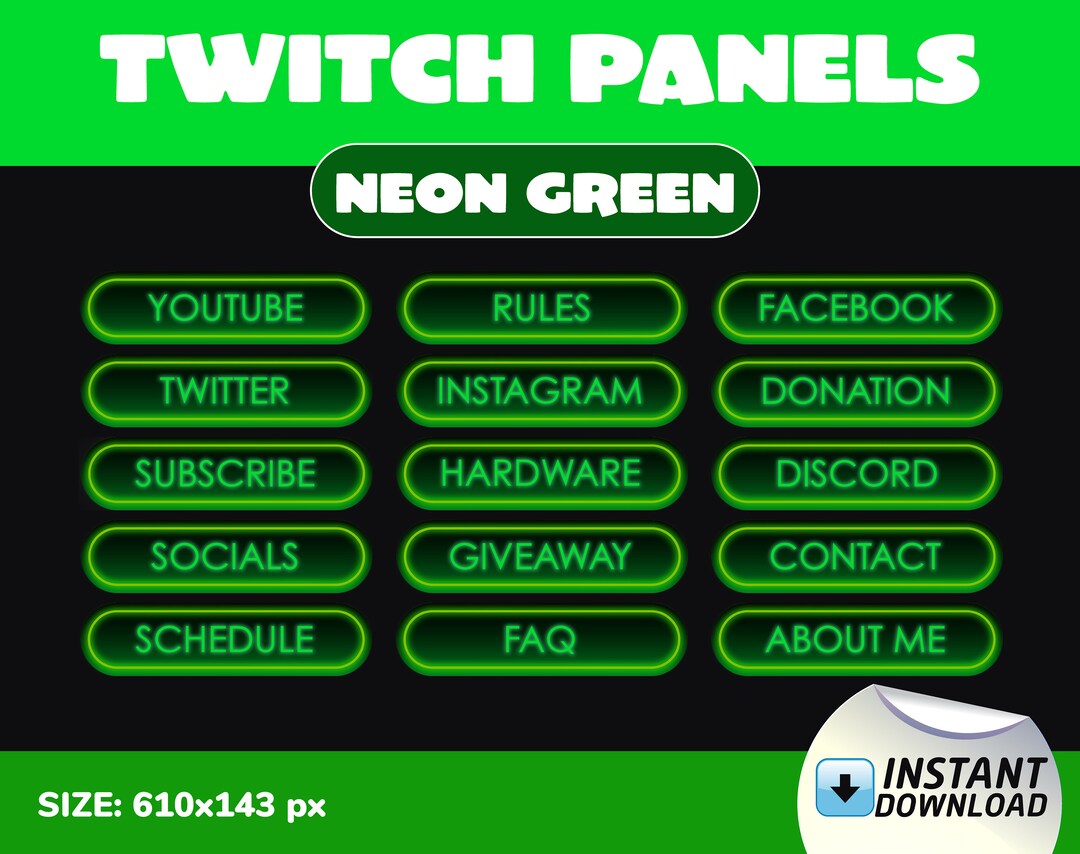 Twitch Panels Neon Green - Etsy