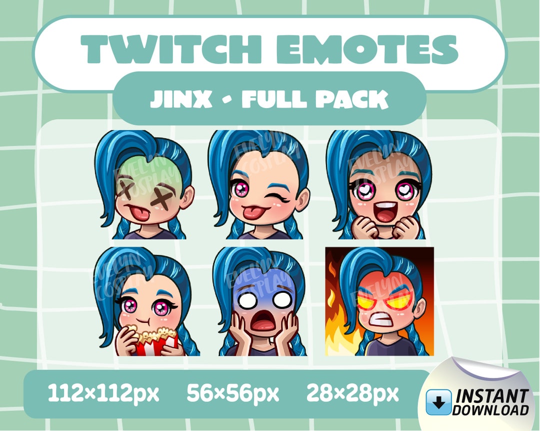 Twitch / Discord Emote Jinx League of Legends Fanart Emote Pack of 6 - Etsy