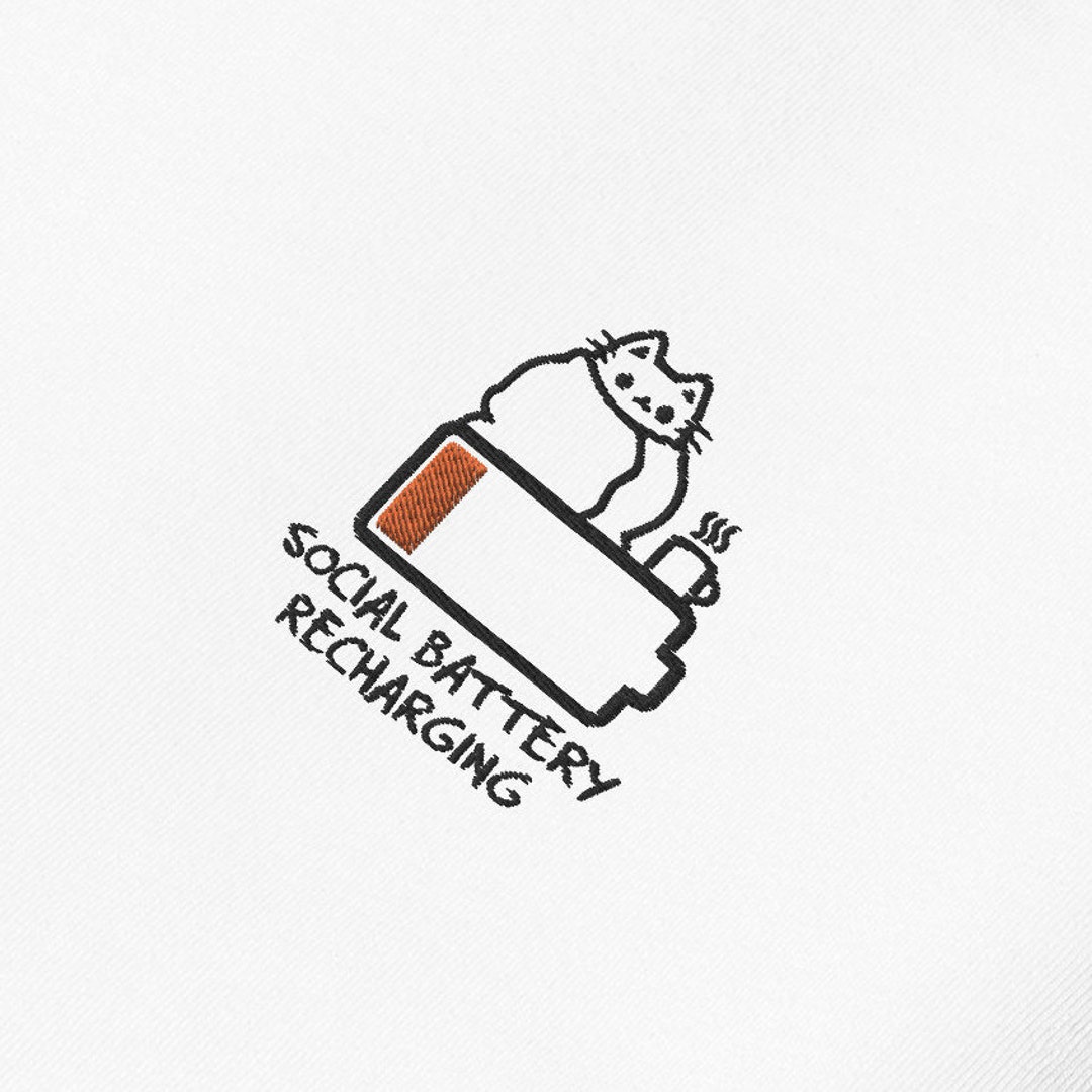 Social Battery Recharching Kitty Cat - Battery Recharche - Kawaii ...