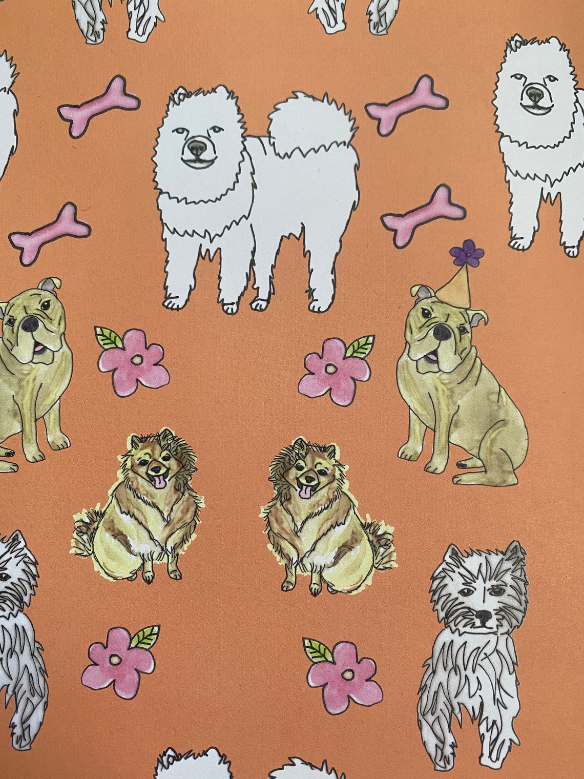 Dog/ Party Dog / Wrapping Paper / Gift Wrap / Dogs / Samoyed ...