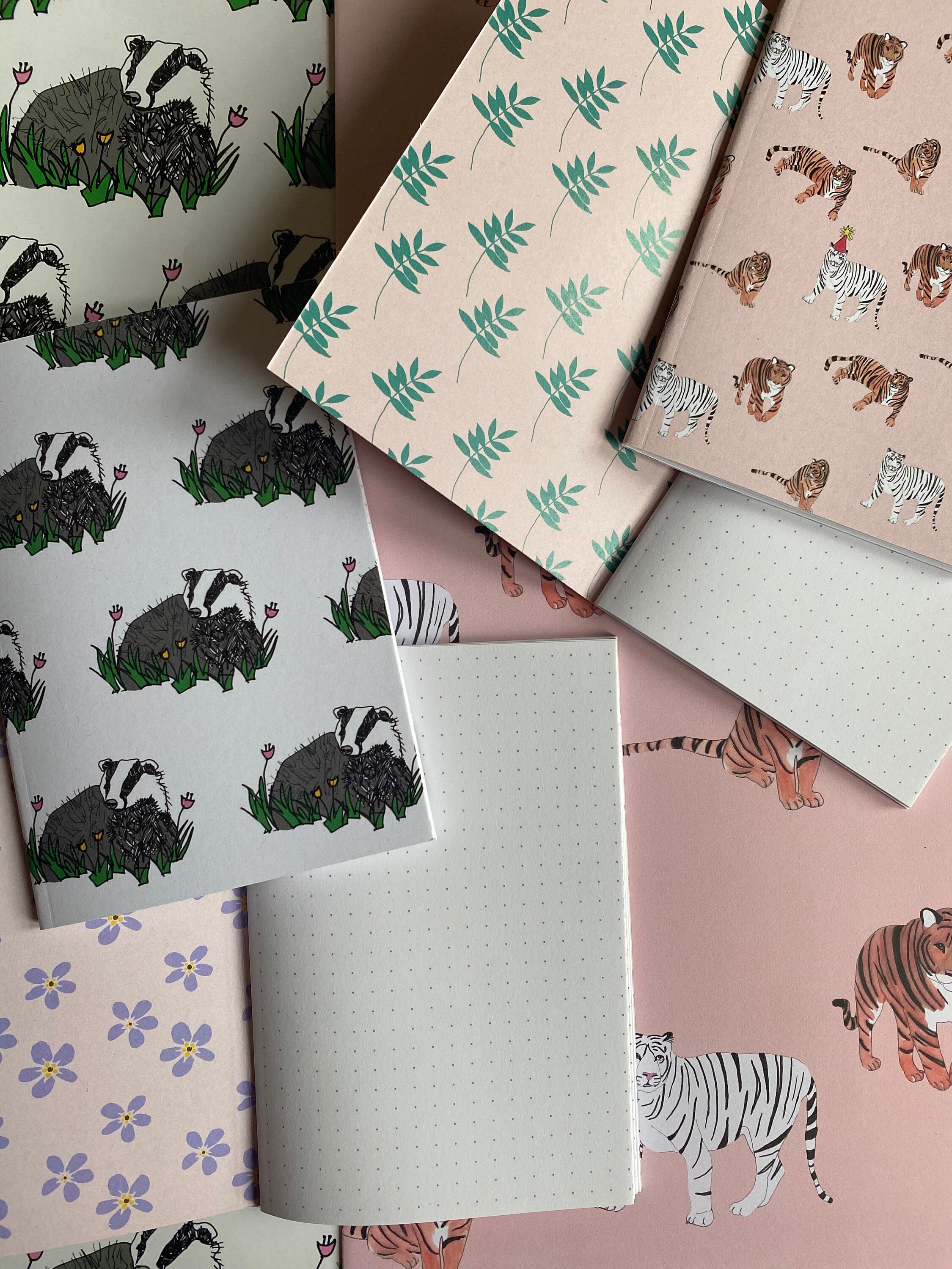 A6 Notepads / Notebooks / Badger / Tiger / Pack of Two / Animals ...