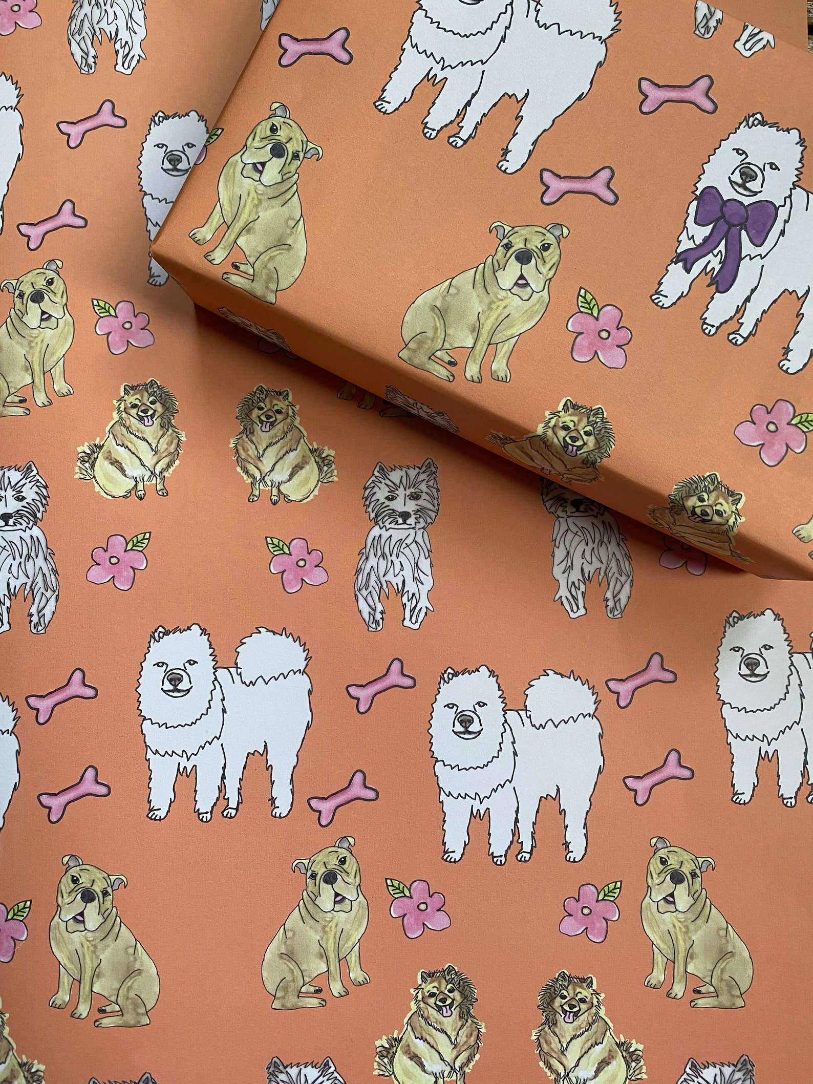 Dog/ Party Dog / Wrapping Paper / Gift Wrap / Dogs / Samoyed ...