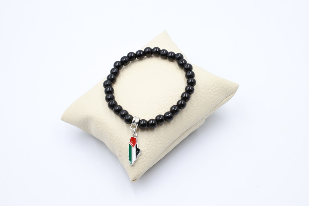 Palestine Bracelet Palestinian Men Bracelet Black Beaded - Etsy