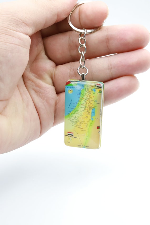 Palestine Map Keychain Palestine Map Designed Jerusalem - Etsy
