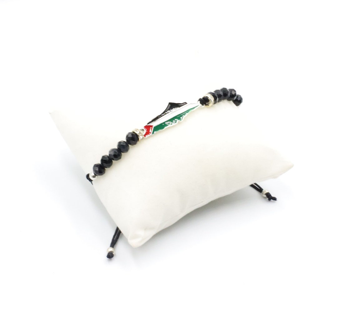 Palestine Bracelet Palestinian Men Bracelet Black Beaded Bracelet ...