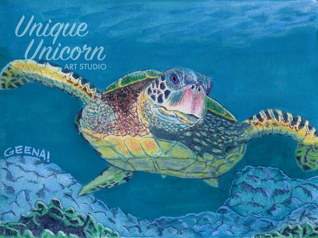 Sea Turtle - Print - Etsy