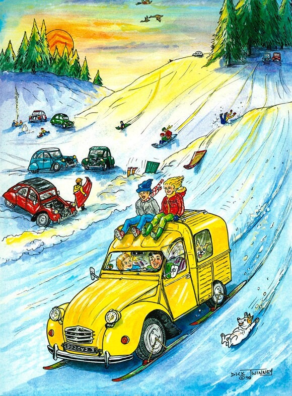 Citroen 2CV Lovers 2CV Winter Artist Signed Cartoon Fine - Etsy