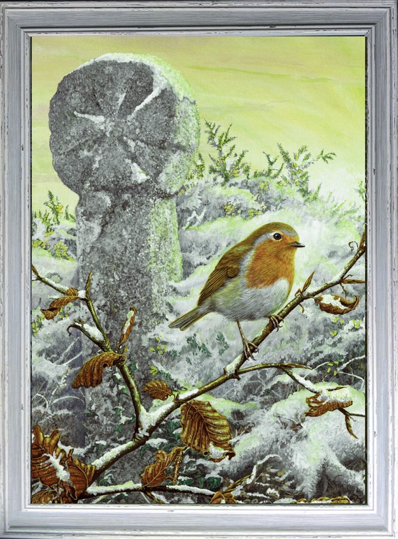 Robins Birds in Art 'celtic Gold Robin & Wayside | Etsy