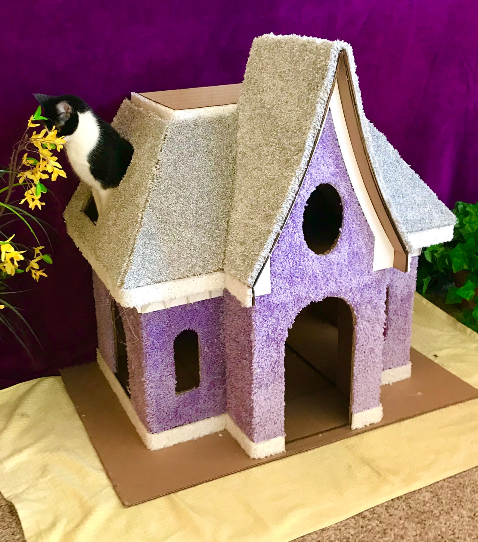 DIY Cat Cottage House Plans & Patterns indoor Cardboard Doll | Etsy