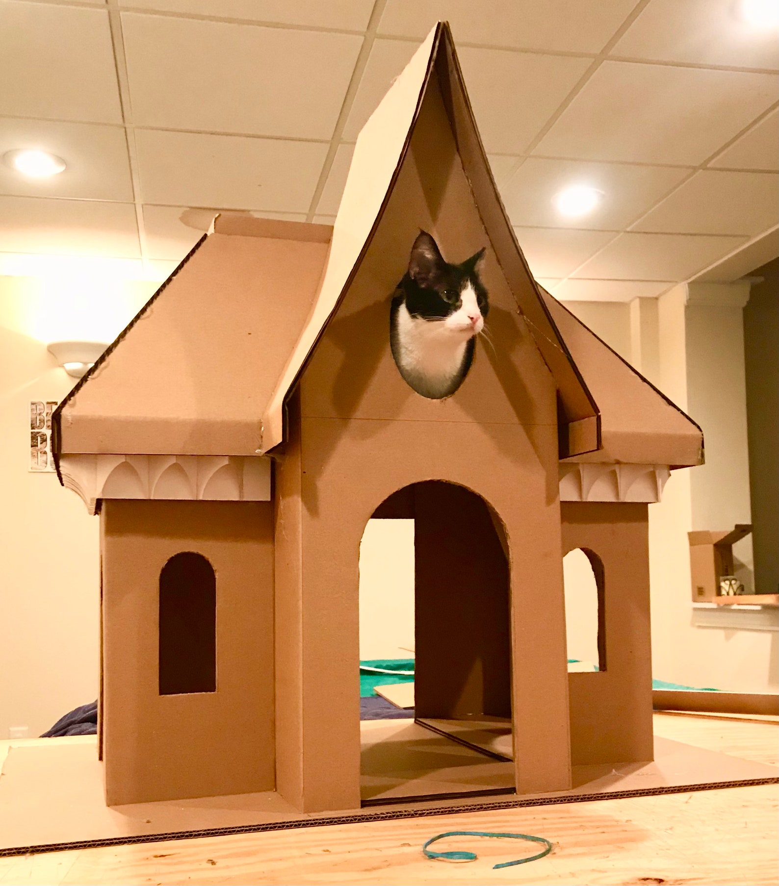 DIY Cat Cottage House Plans & Patterns indoor Cardboard Doll | Etsy