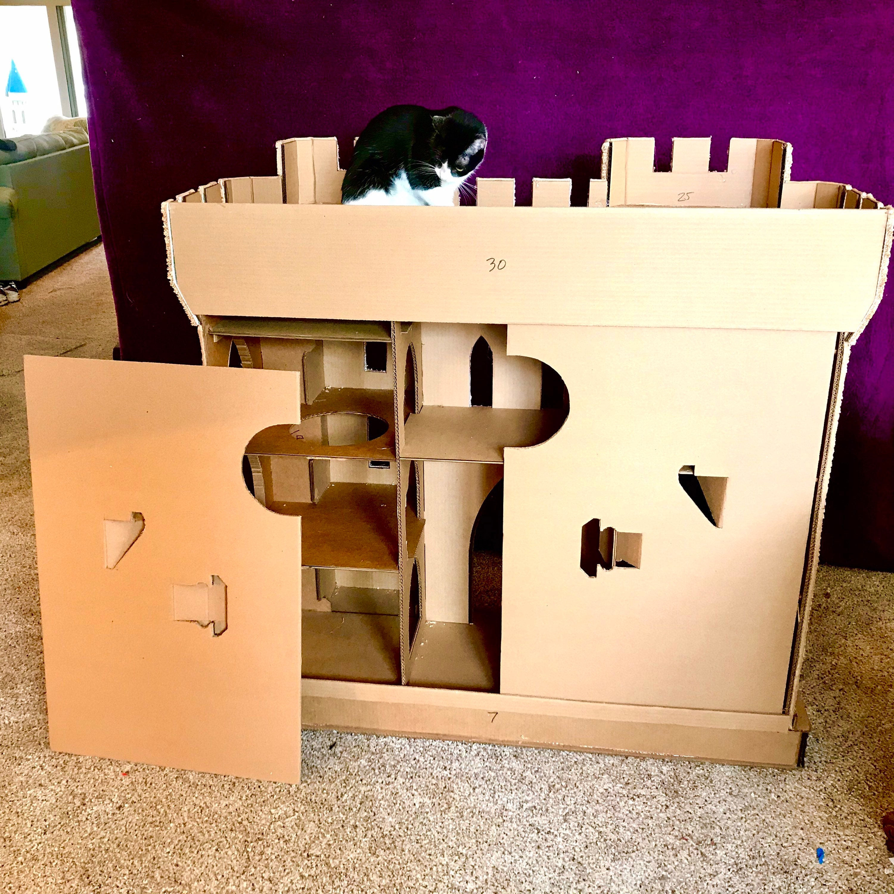 Diy Cat Castle Gothic Plans Cardboard Play House Pattern Etsy Uk