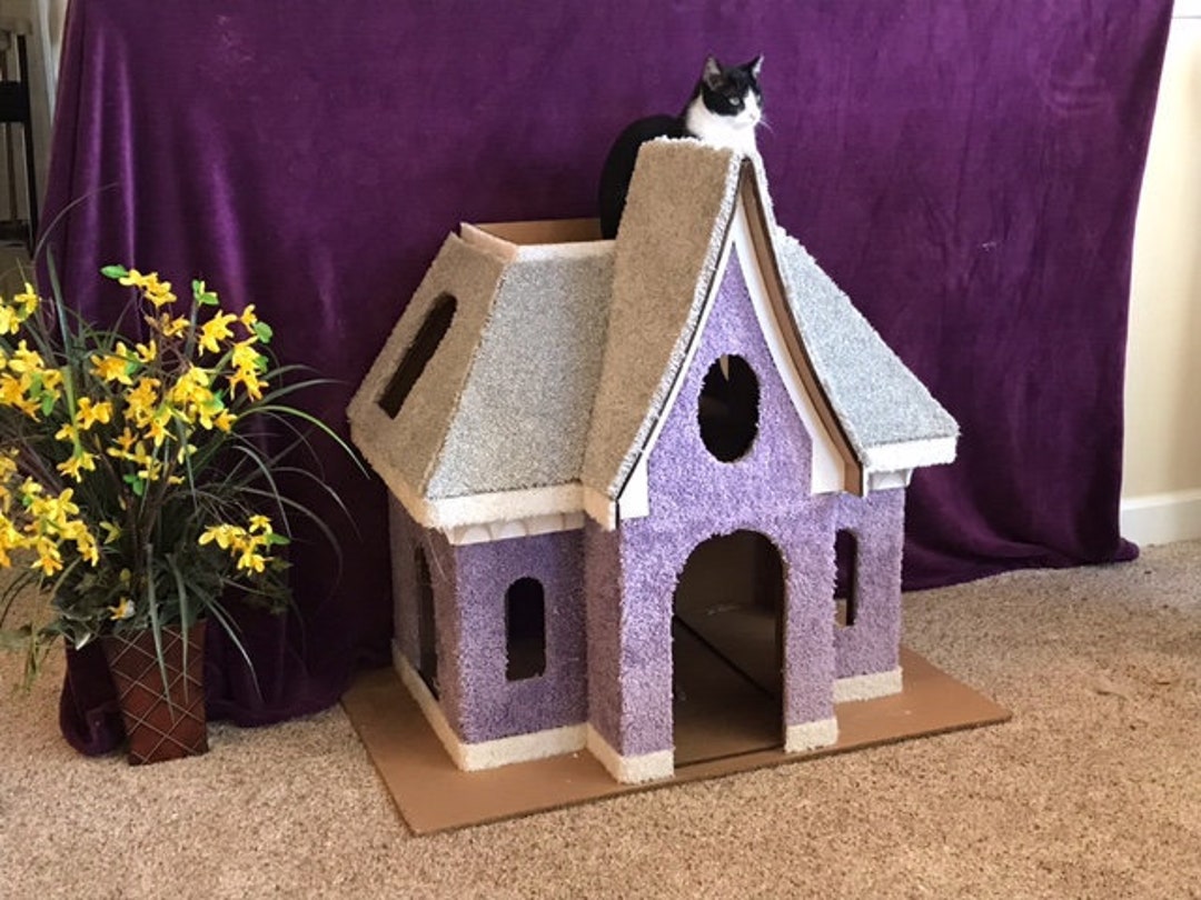 DIY Cat Cottage House Plans & Patterns indoor Cardboard Doll - Etsy