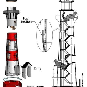 DIY Lighthouse Cat Tree Tower Playhouse *plans & Patterns* Cardboard ...