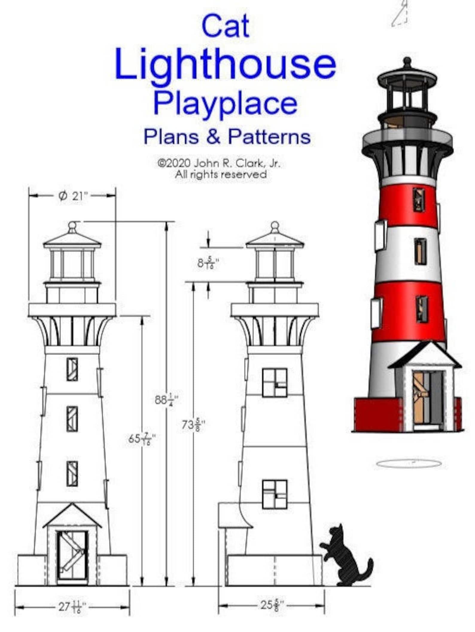DIY Lighthouse Cat Tree Tower playhouse Plans & Patterns | Etsy