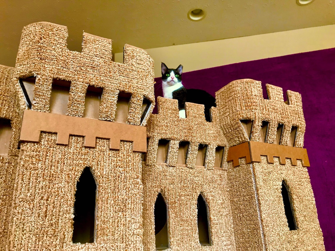 DIY Cat Castle Gothic Plans Cardboard play house. Pattern | Etsy