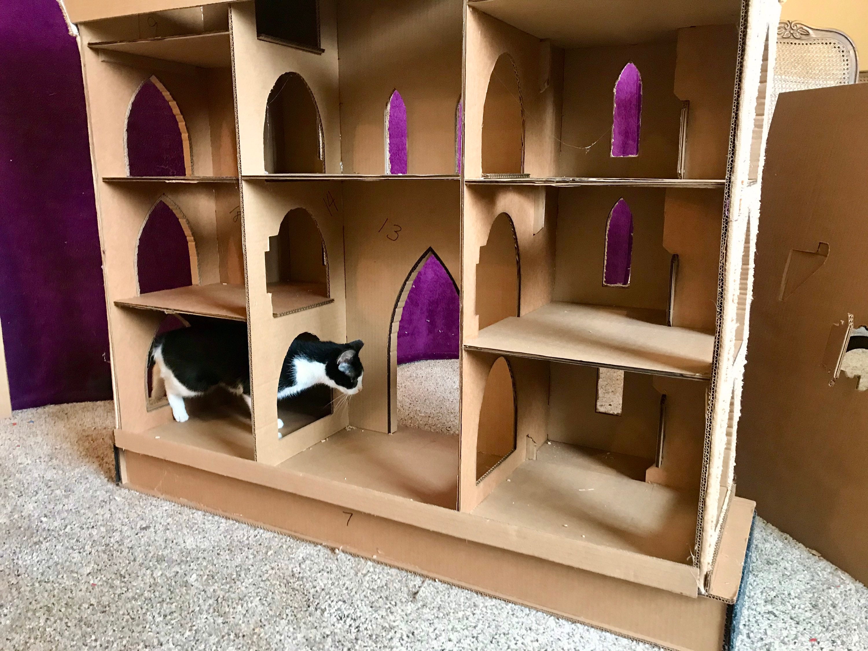 Diy Cat Castle Gothic Plans Cardboard Play House Pattern Etsy