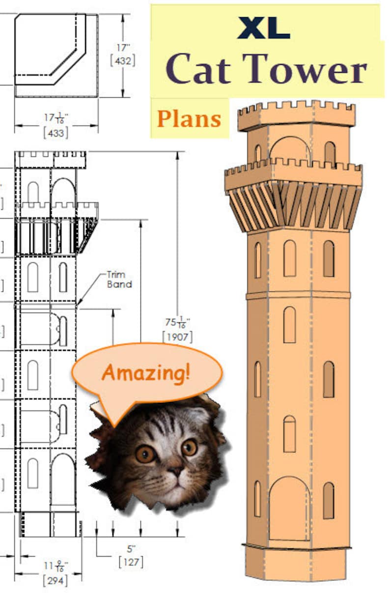 DIY XL Cat Tower Corner -plans - Etsy