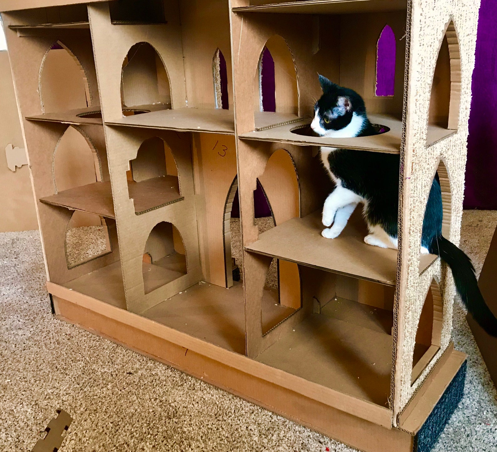 DIY Cat Castle Gothic Plans Cardboard play house. Pattern | Etsy