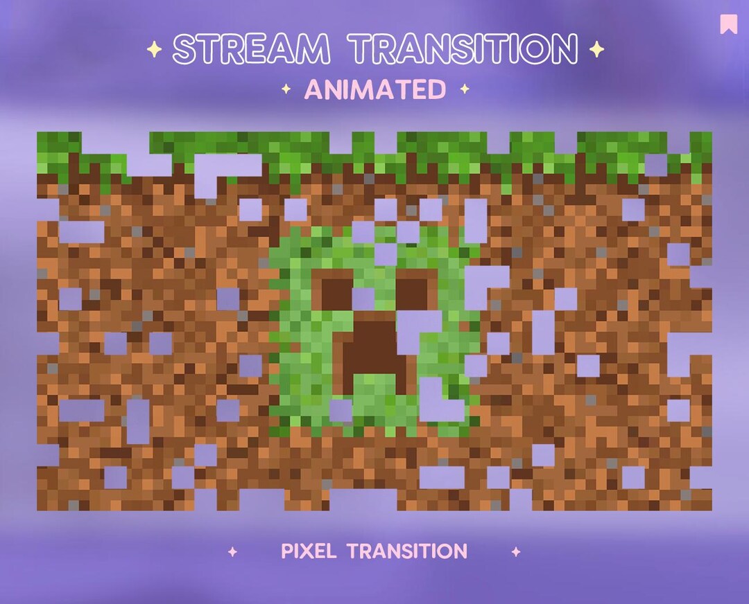 Twitch Animated Stinger Transition, Green Brown Stinger, Blocks Pixel ...