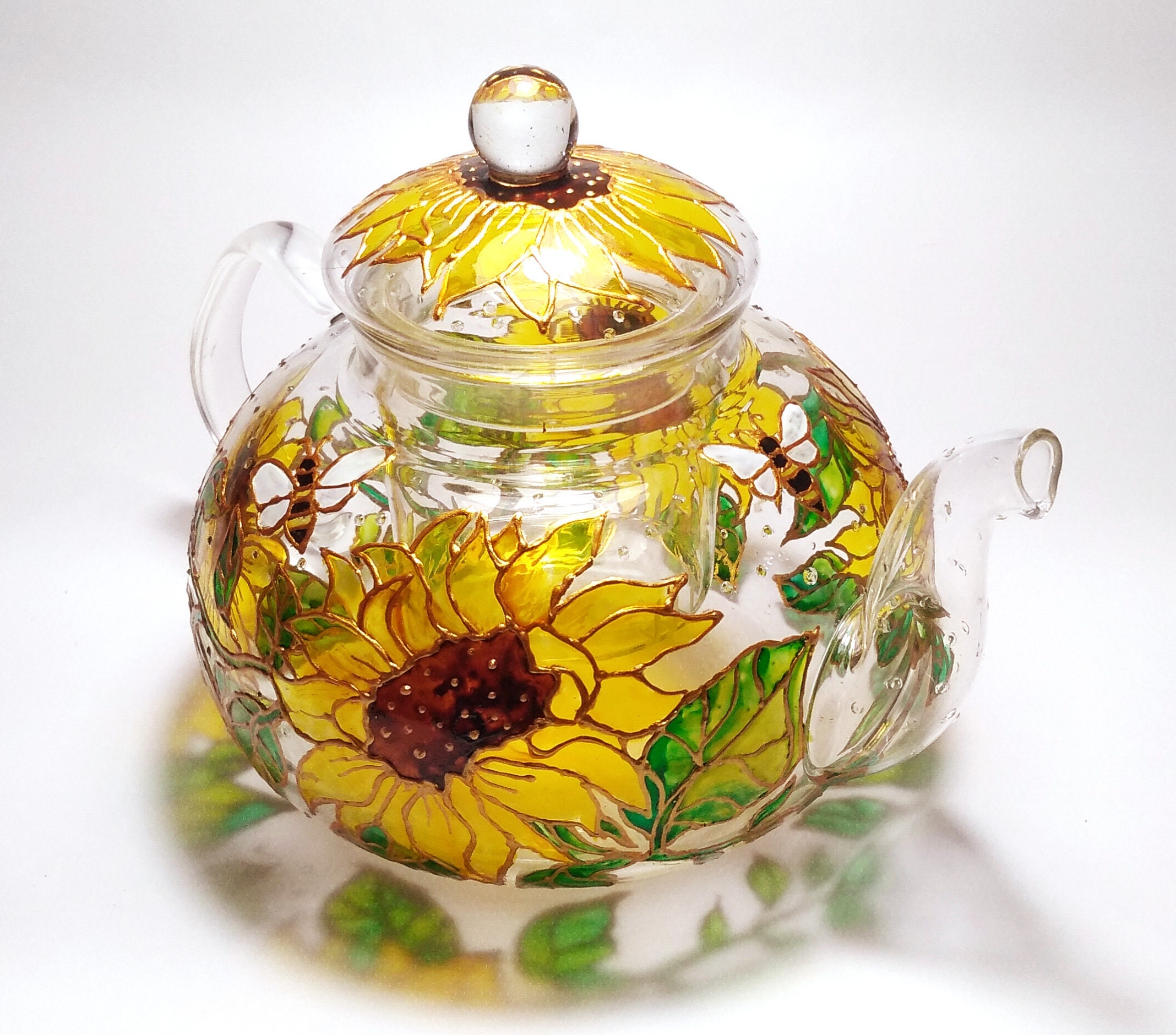 Sunflower tea set with teapot tea cup and saucer Personalized | Etsy