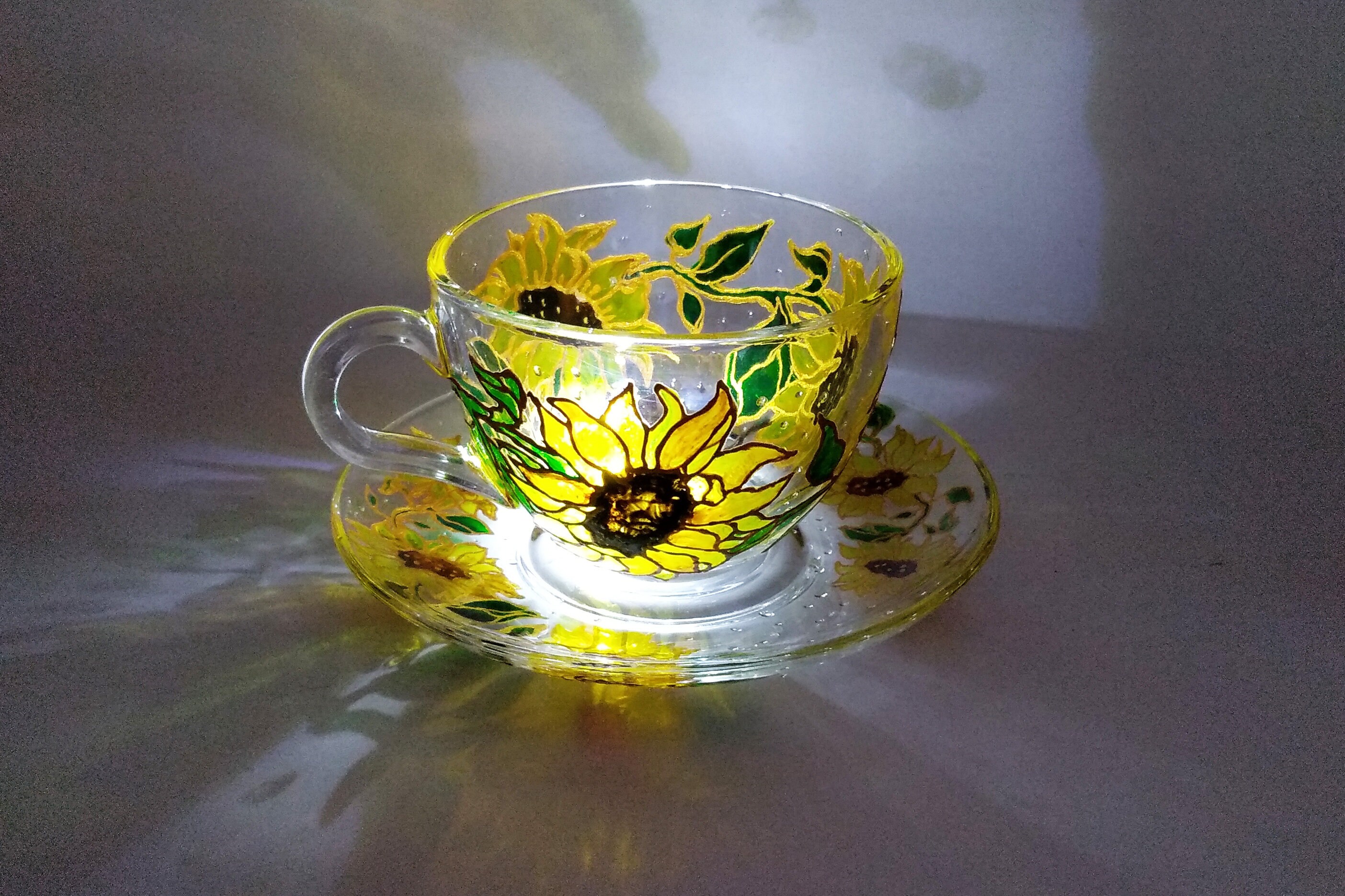 Sunflower tea cup and saucer tea set Mother's day gift | Etsy
