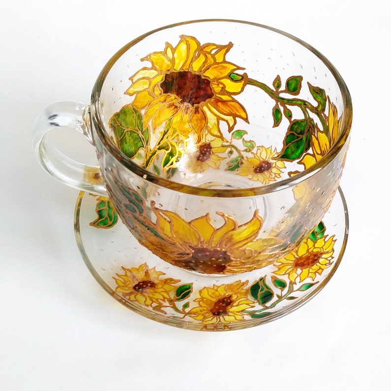 Sunflower tea cup and saucer tea set Mother's day gift | Etsy