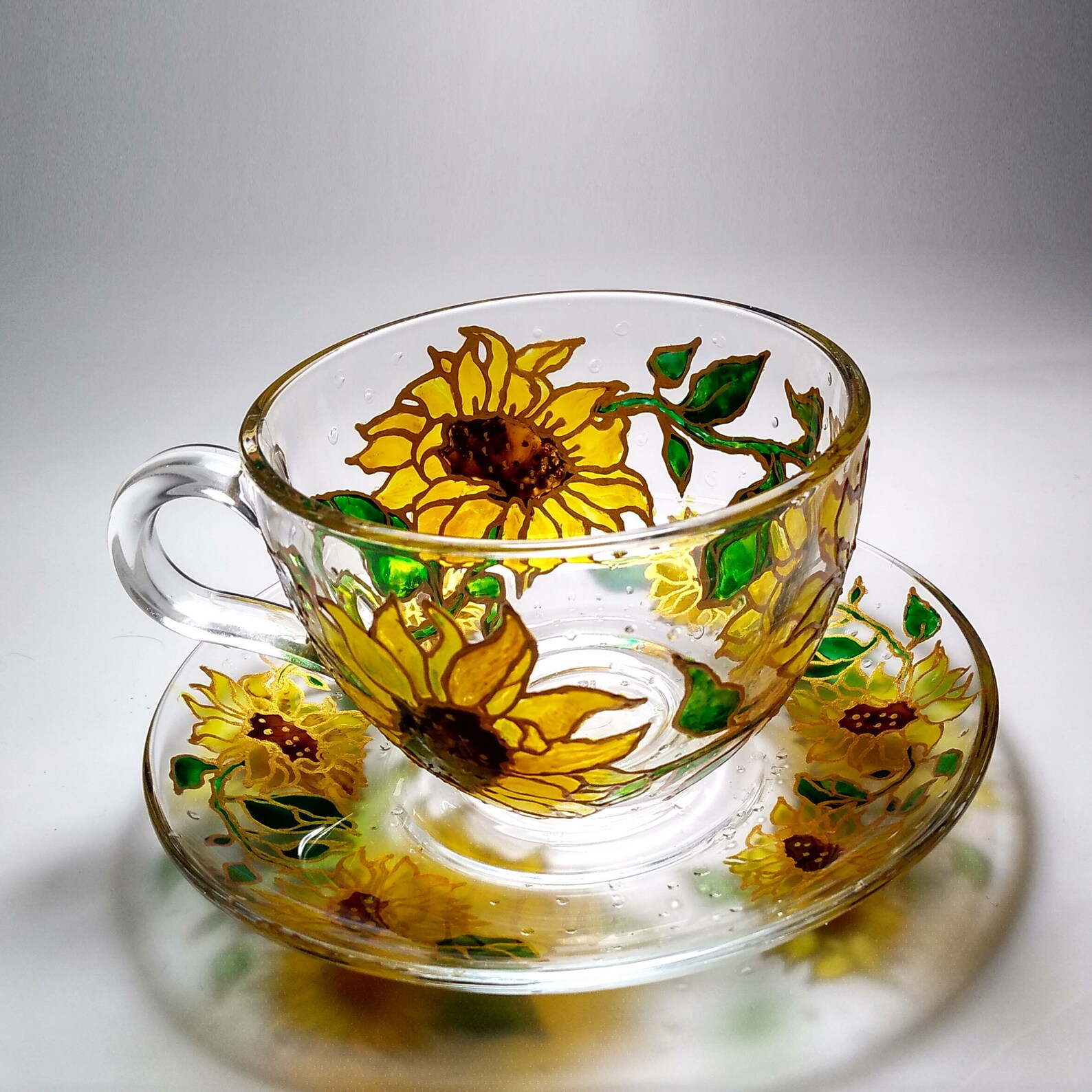 Sunflower tea set with teapot tea cup and saucer Personalized | Etsy