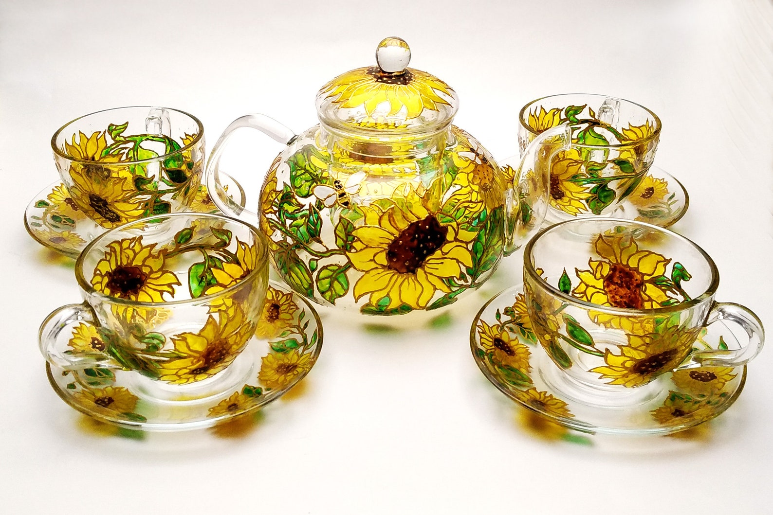 Sunflower tea cup and saucer tea set Mother's day gift | Etsy