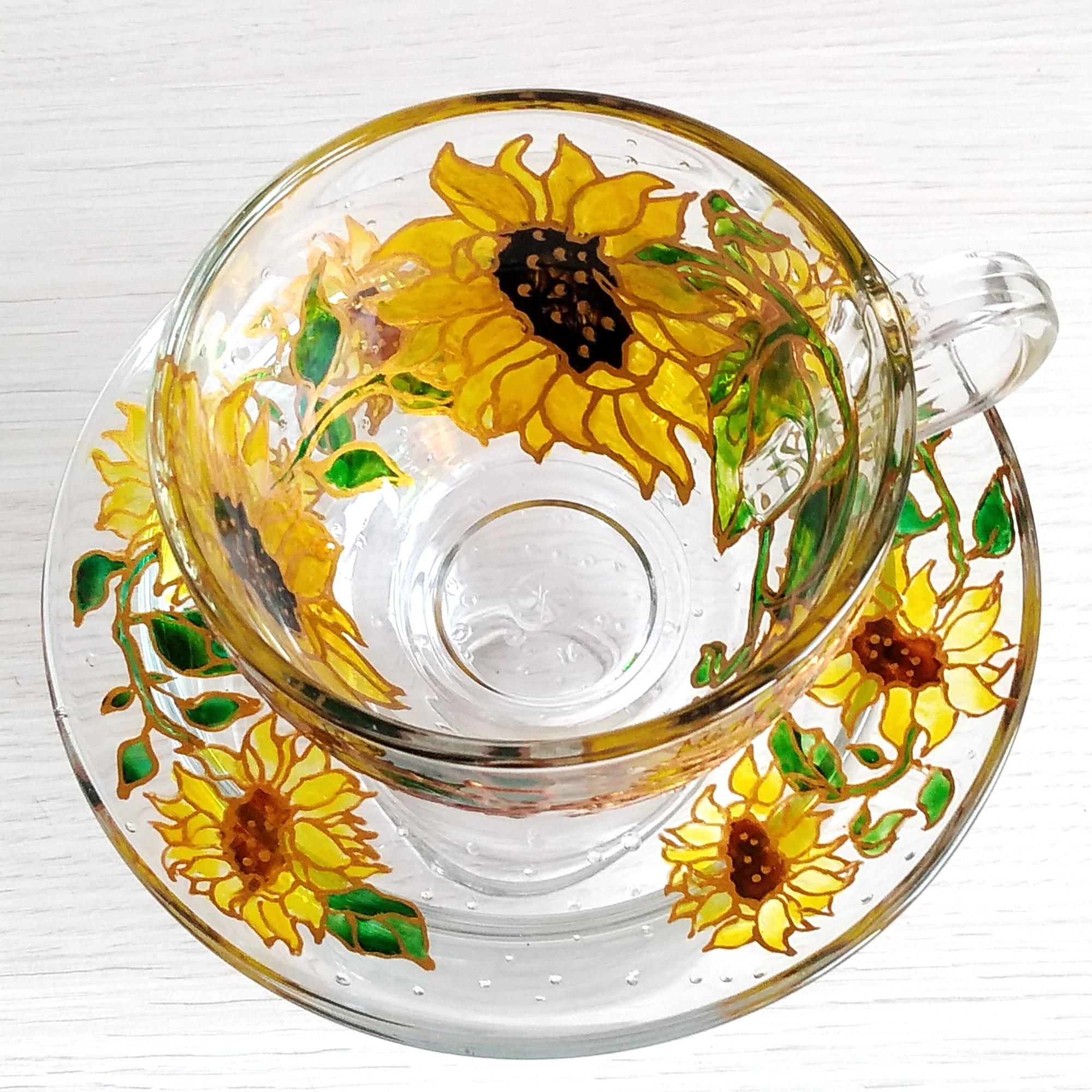 Sunflower tea cup and saucer tea set Mother's day gift | Etsy