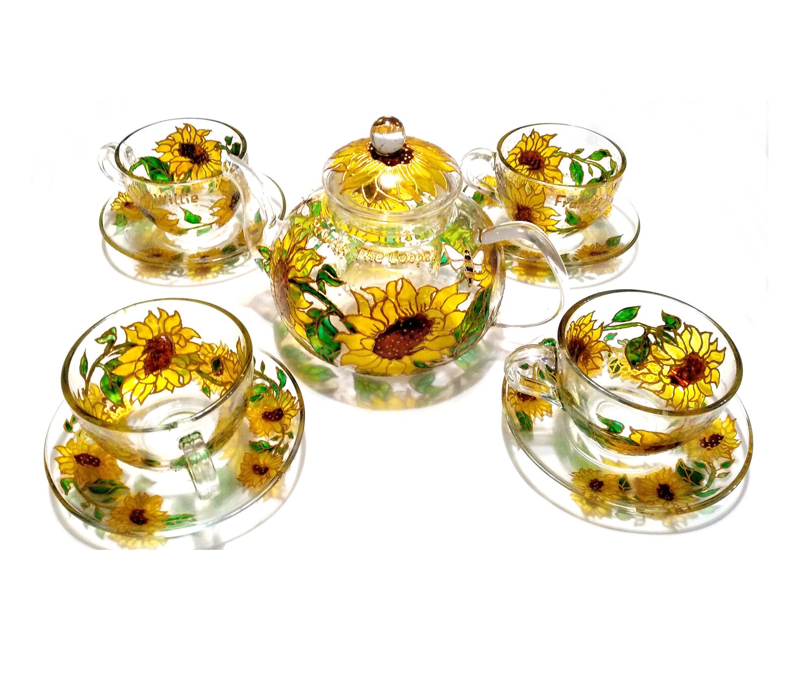 Sunflower tea set with teapot tea cup and saucer Personalized | Etsy