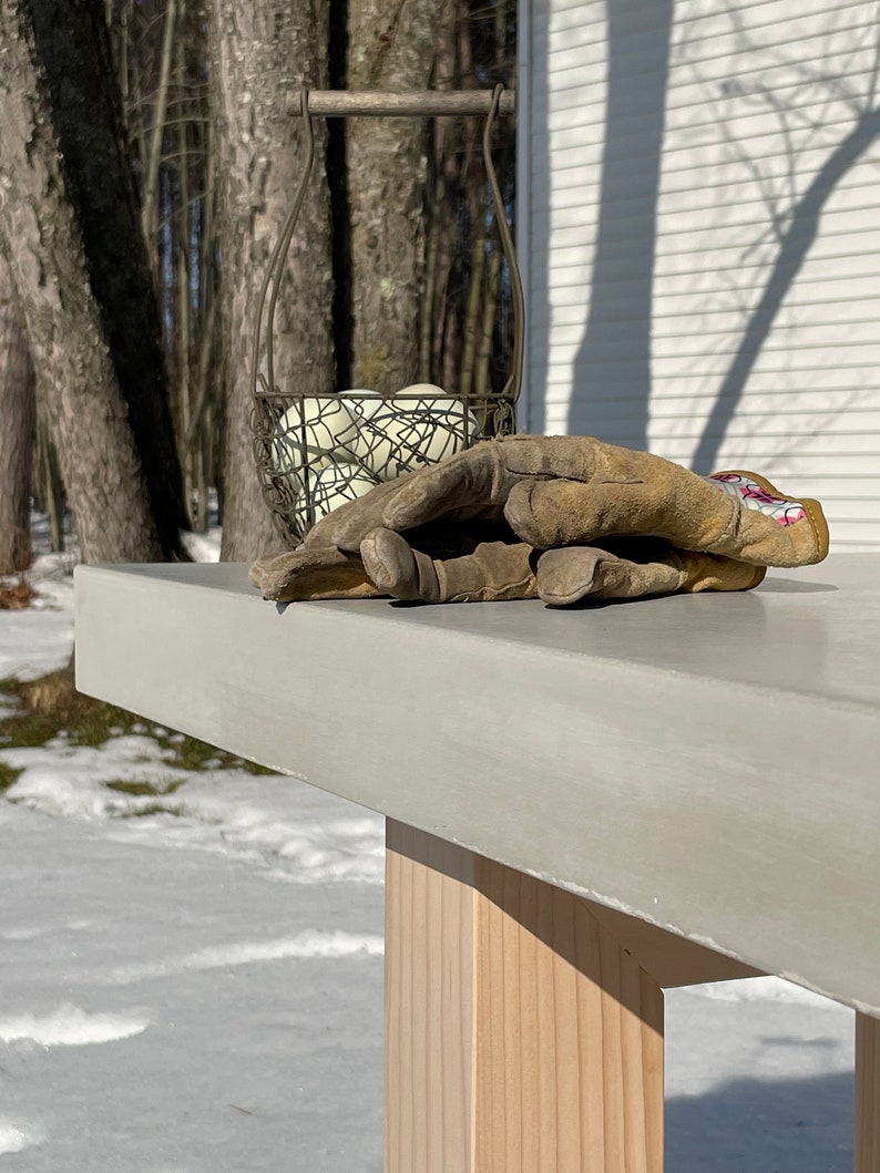 Custom Concrete Table Top Wood Base Patio Table Dining - Etsy