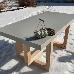 Custom Concrete Table Top | Wood Base | Patio Table | Dining Table - Etsy