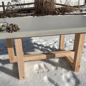 Custom Concrete Table Top | Wood Base | Patio Table | Dining Table - Etsy