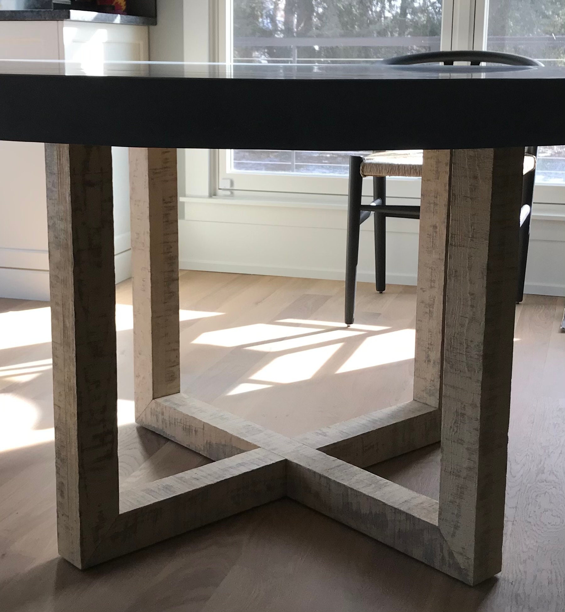 Custom Round Concrete Table | Wood Base - Etsy