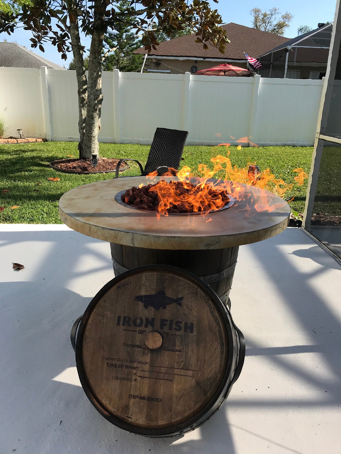 Concrete Fire Pit Barrel Fire Pit Gas Fire Pit - Etsy