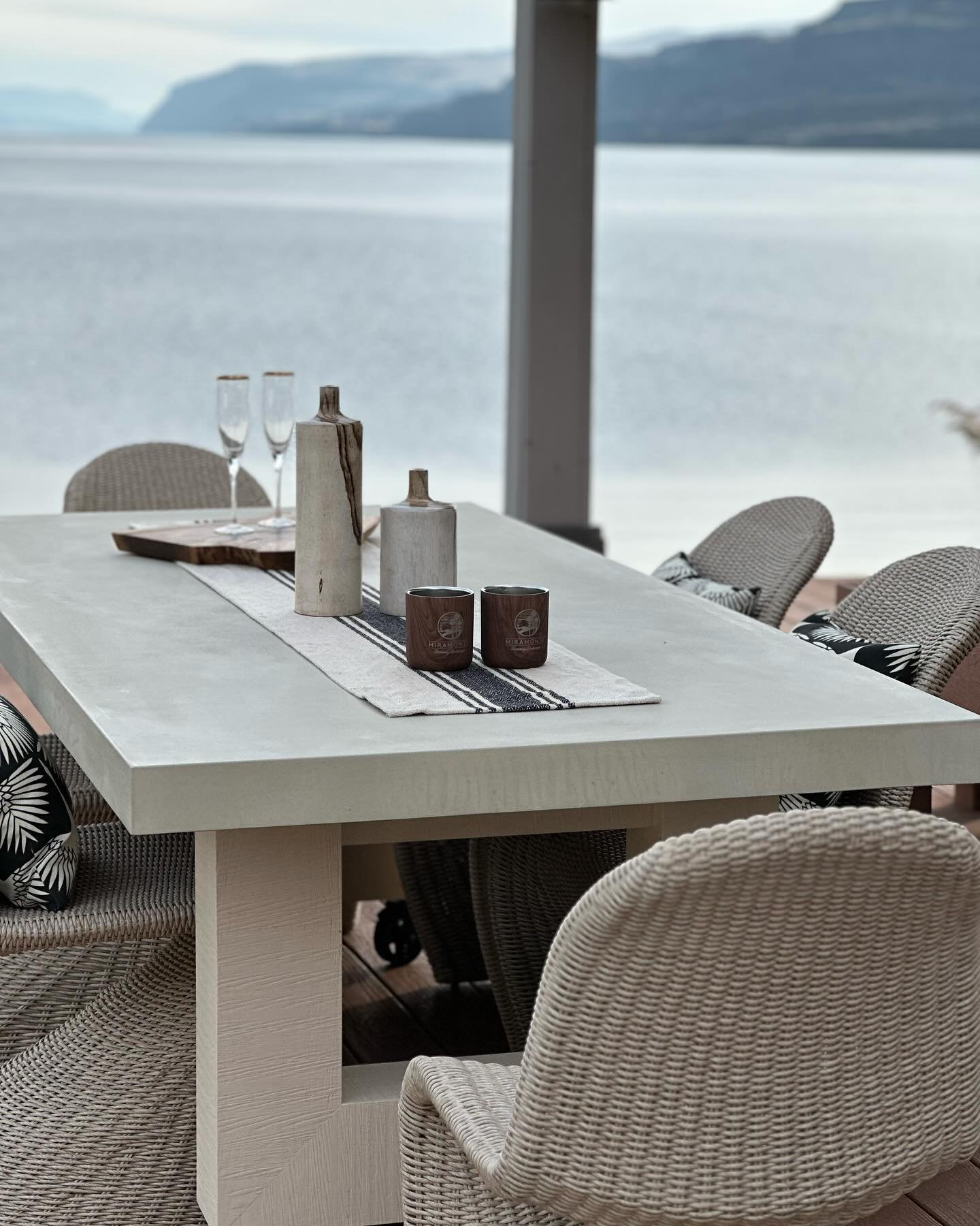 Custom Concrete Table Top | Chunky Wood Base With Casters | Dining ...