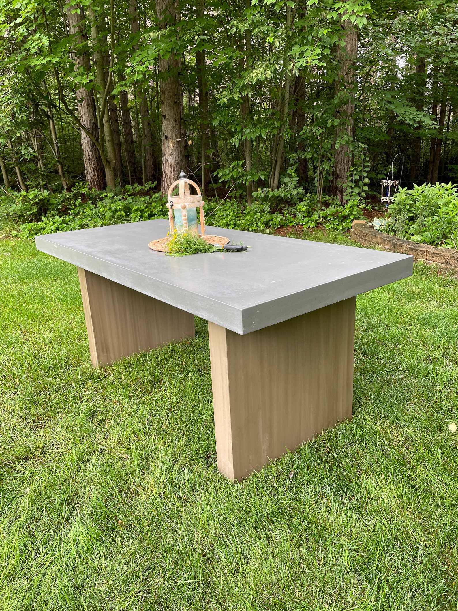 Custom Concrete Table Top | Wood Base - Etsy