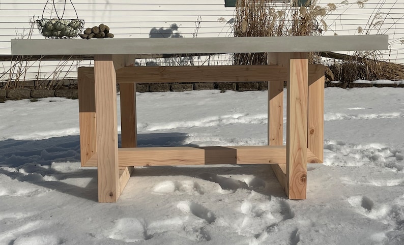 Custom Concrete Table Top Wood Base Patio Table Dining - Etsy