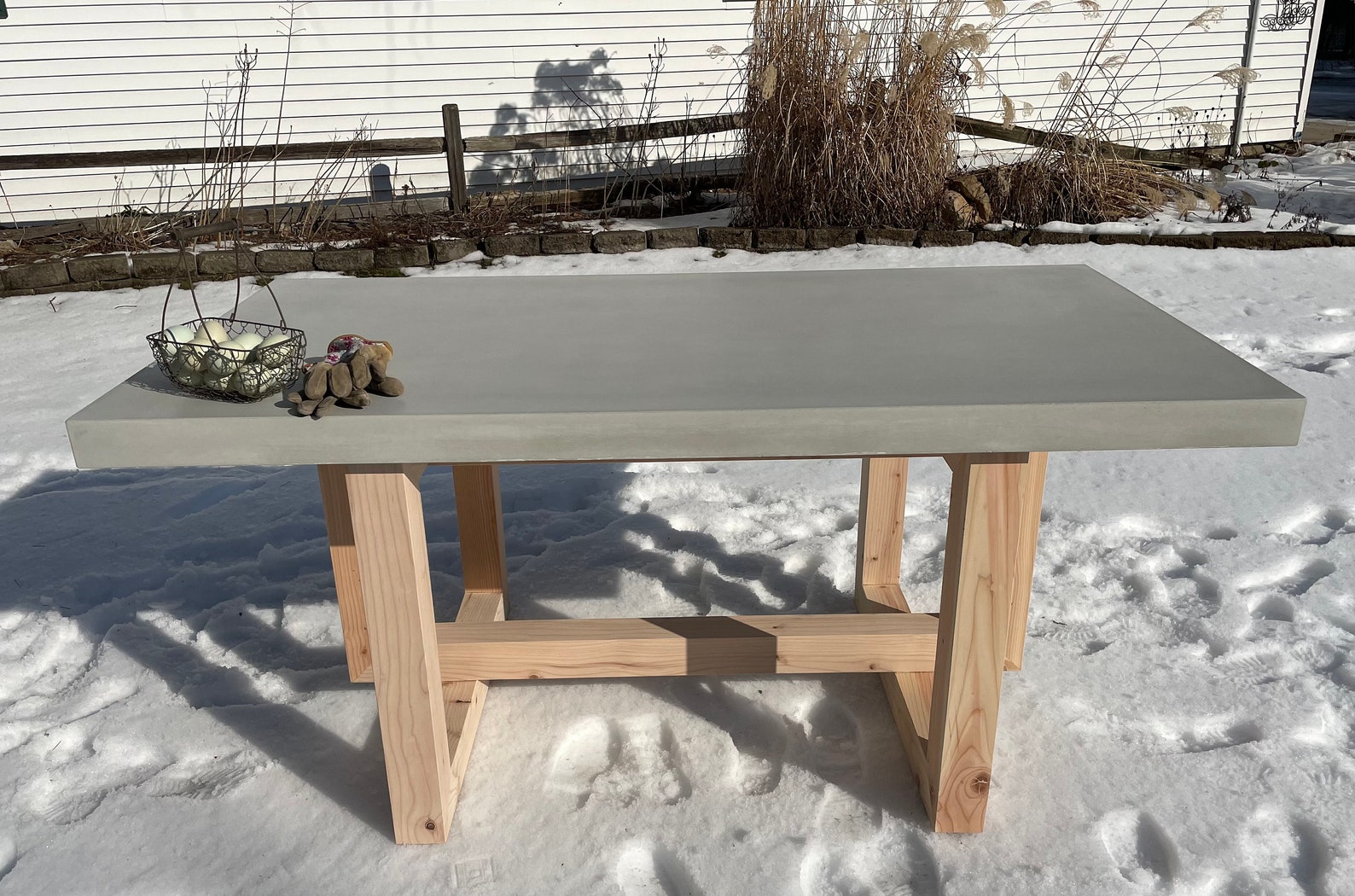 Custom Concrete Table Top Wood Base Patio Table Dining Table - Etsy