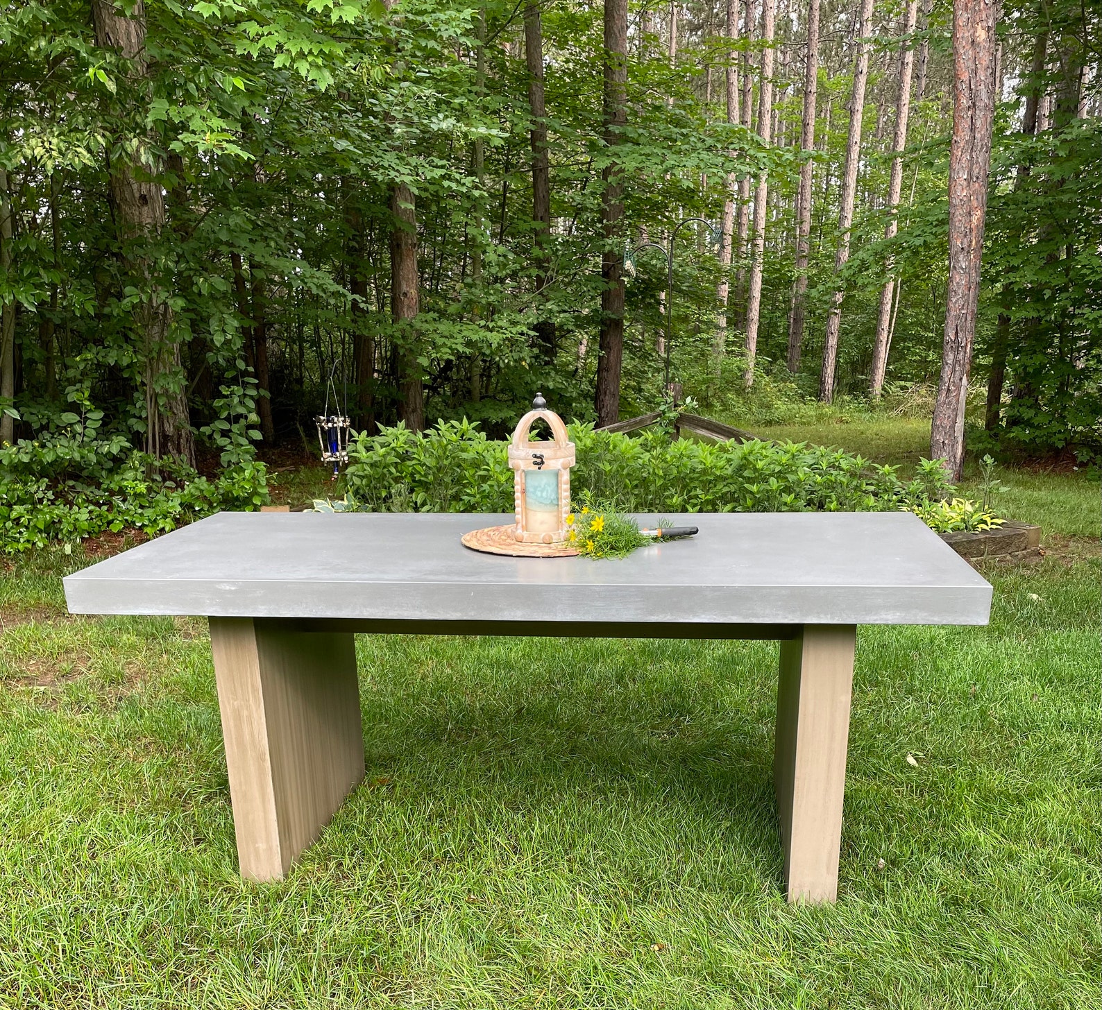 Custom Concrete Table Top | Wood Base - Etsy