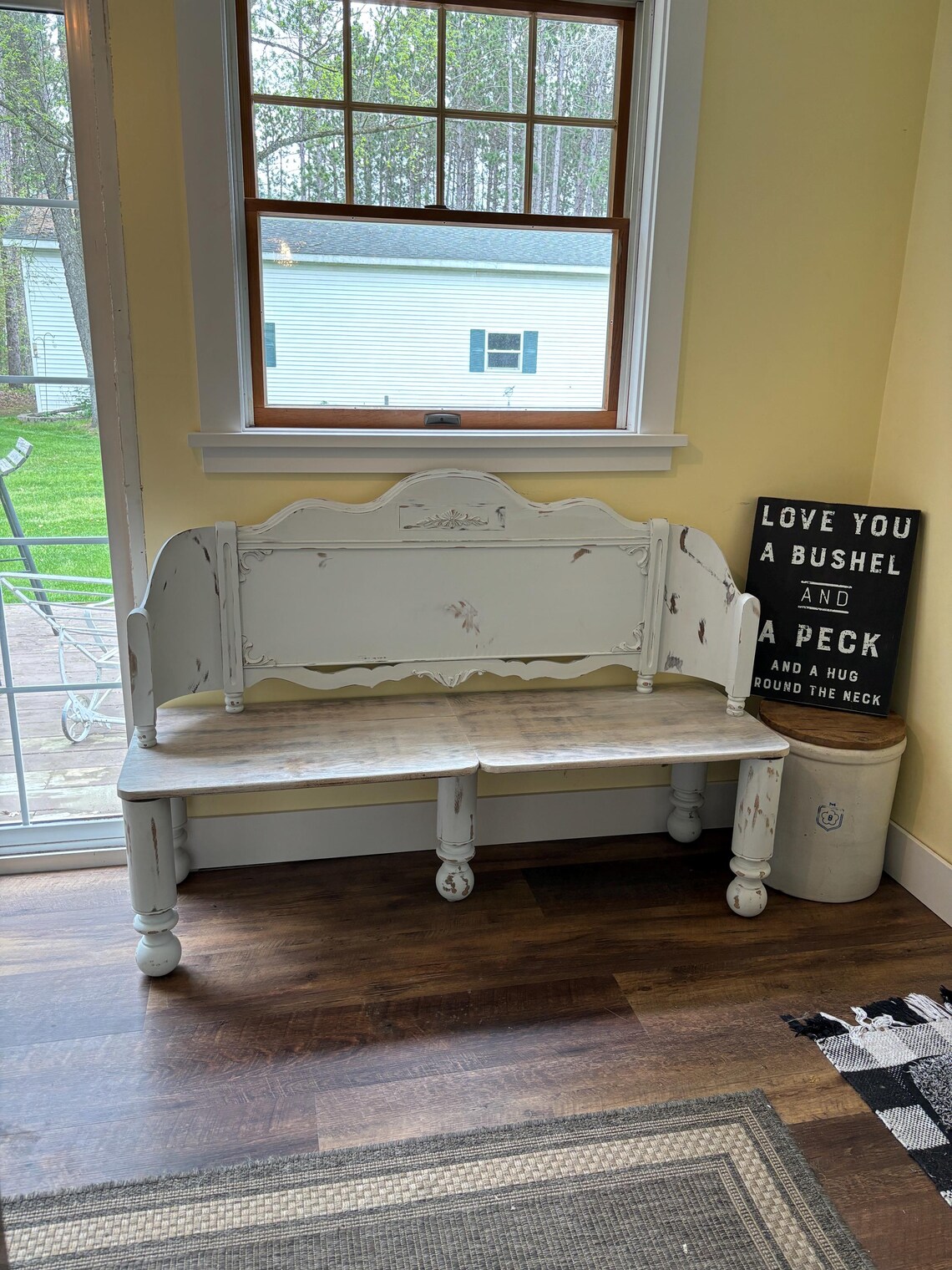 Wood Benches Upcycled From Antique Beds Entry Bench Sunroom Bench ...