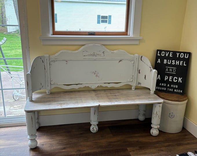 Wood Benches Upcycled From Antique Beds Entry Bench Sunroom Bench ...