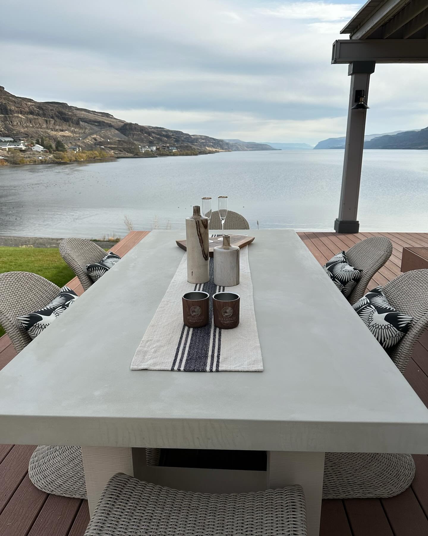 Custom GFRC Concrete Patio Table | Chunky Wood Base With Casters - Etsy