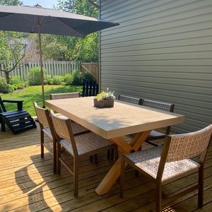 Custom Concrete Table Top | Wood Base | Patio Table | Dining Table ...