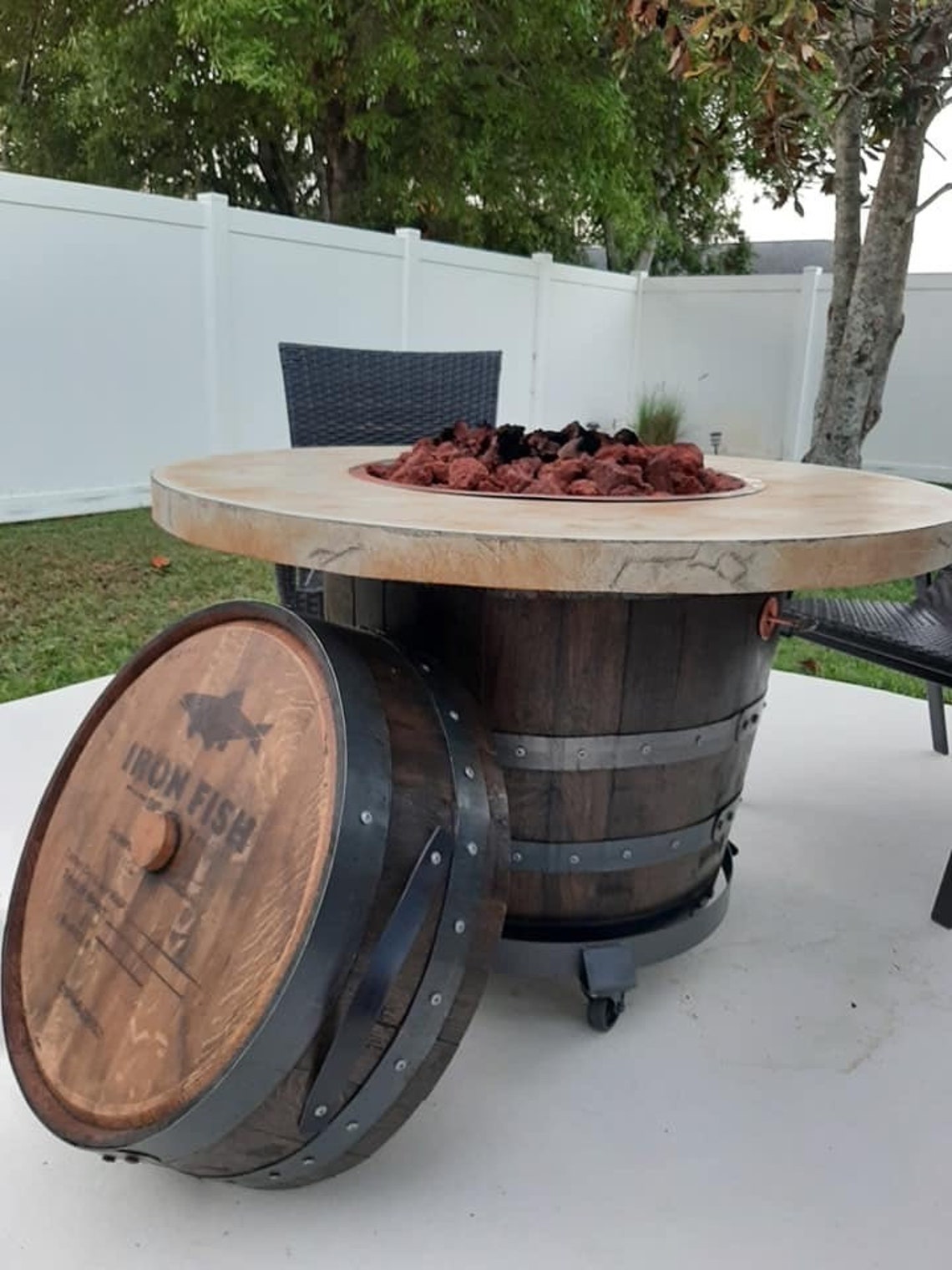 Concrete Fire Pit Barrel Fire Pit Gas Fire Pit - Etsy