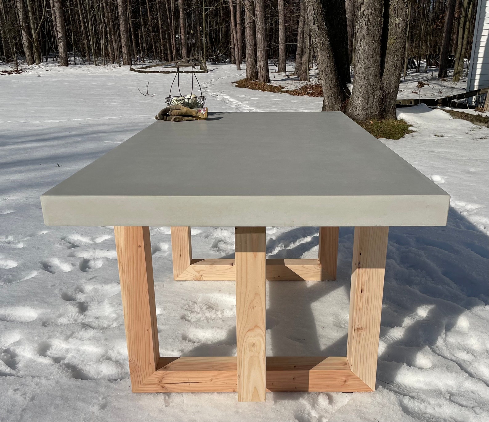 Custom Concrete Table Top Wood Base Patio Table Dining Table - Etsy