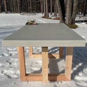 Custom Concrete Table Top | Wood Base | Patio Table | Dining Table - Etsy