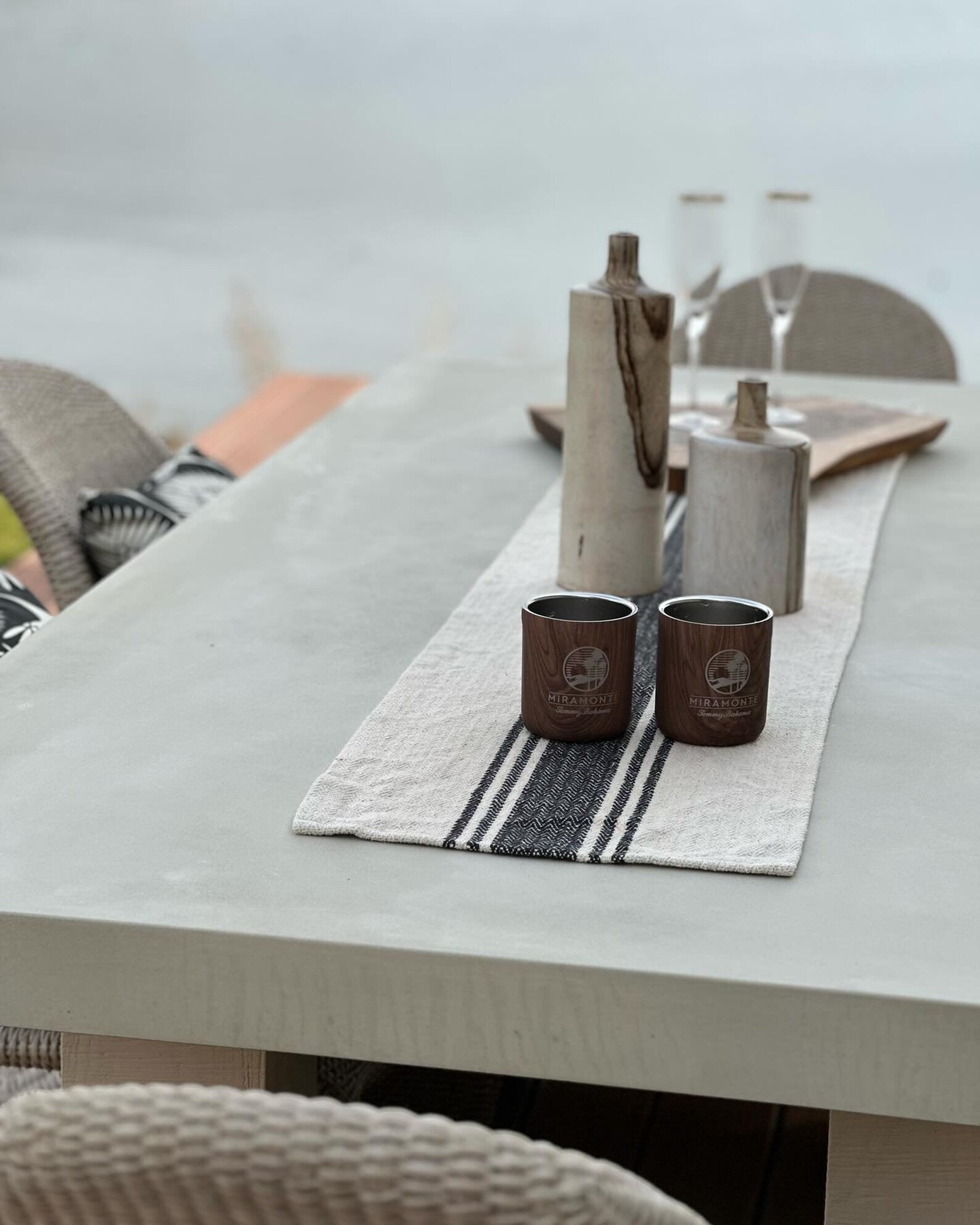 Custom Concrete Table Top | Chunky Wood Base With Casters | Dining ...